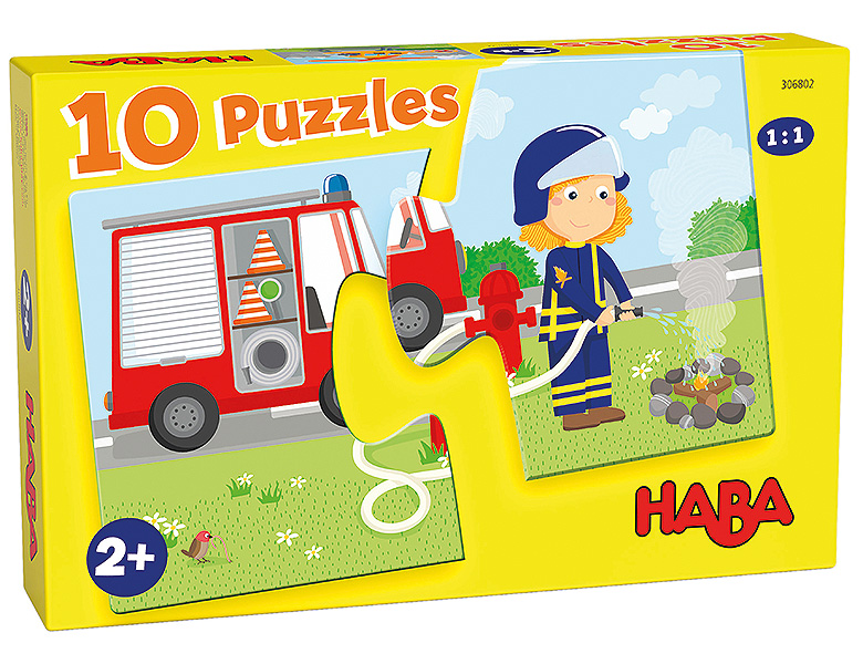 HABA Puzzle Einsatzfahrzeuge 10x2 | Kleinkind-Puzzle