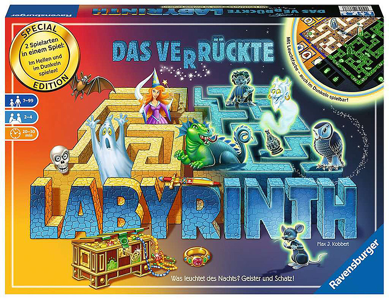 Ravensburger Das verrückte Labyrinth Glow in the Dark | Familienbrettspiele