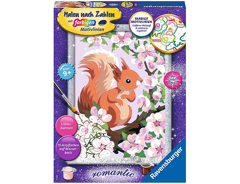 Ravensburger Malen nach Zahlen Farbige Motivlinien Neugieriges Eichhörnchen