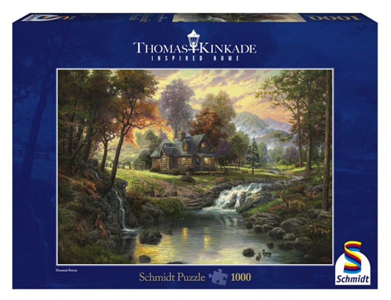 Schmidt Puzzle Thomas Kinkade Holzhaus am Bach 1000Teile | Puzzle 1000 ...