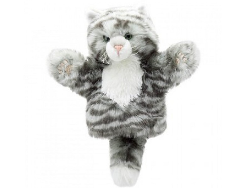 The Puppet Company Car Pets Handpuppe Katze Weiss/Grau 28cm | Handpuppen