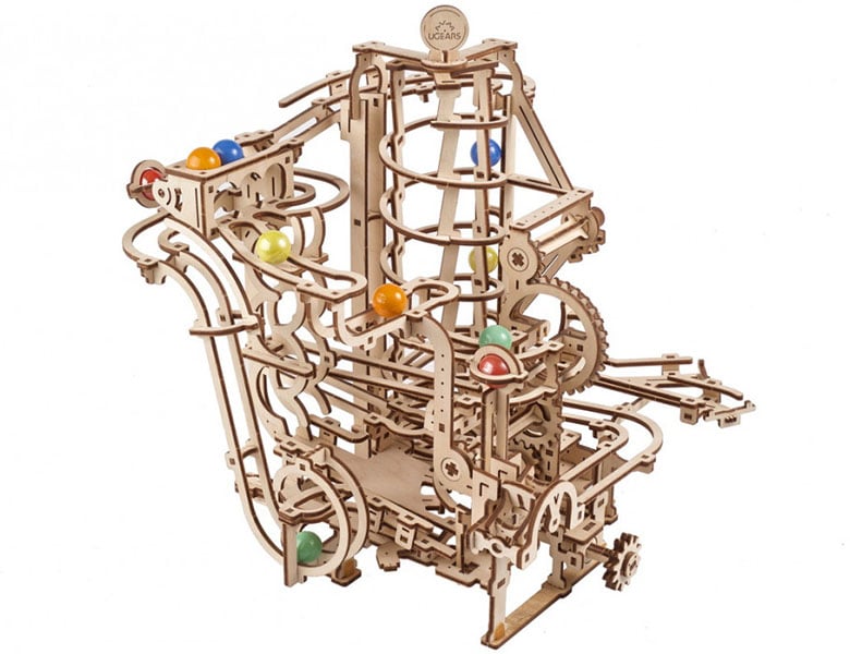 Ugears Murmelbahn mit Spiralaufzug 266Teile | Kugelbahn